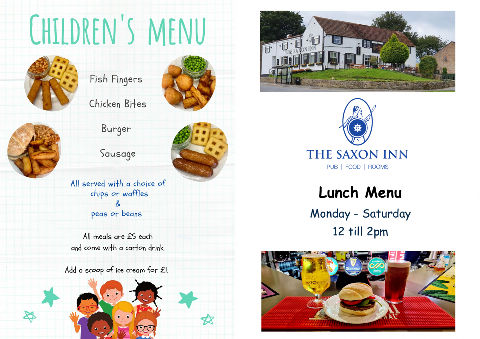 Menu's avalible to you when you visit - The Saxon Inn