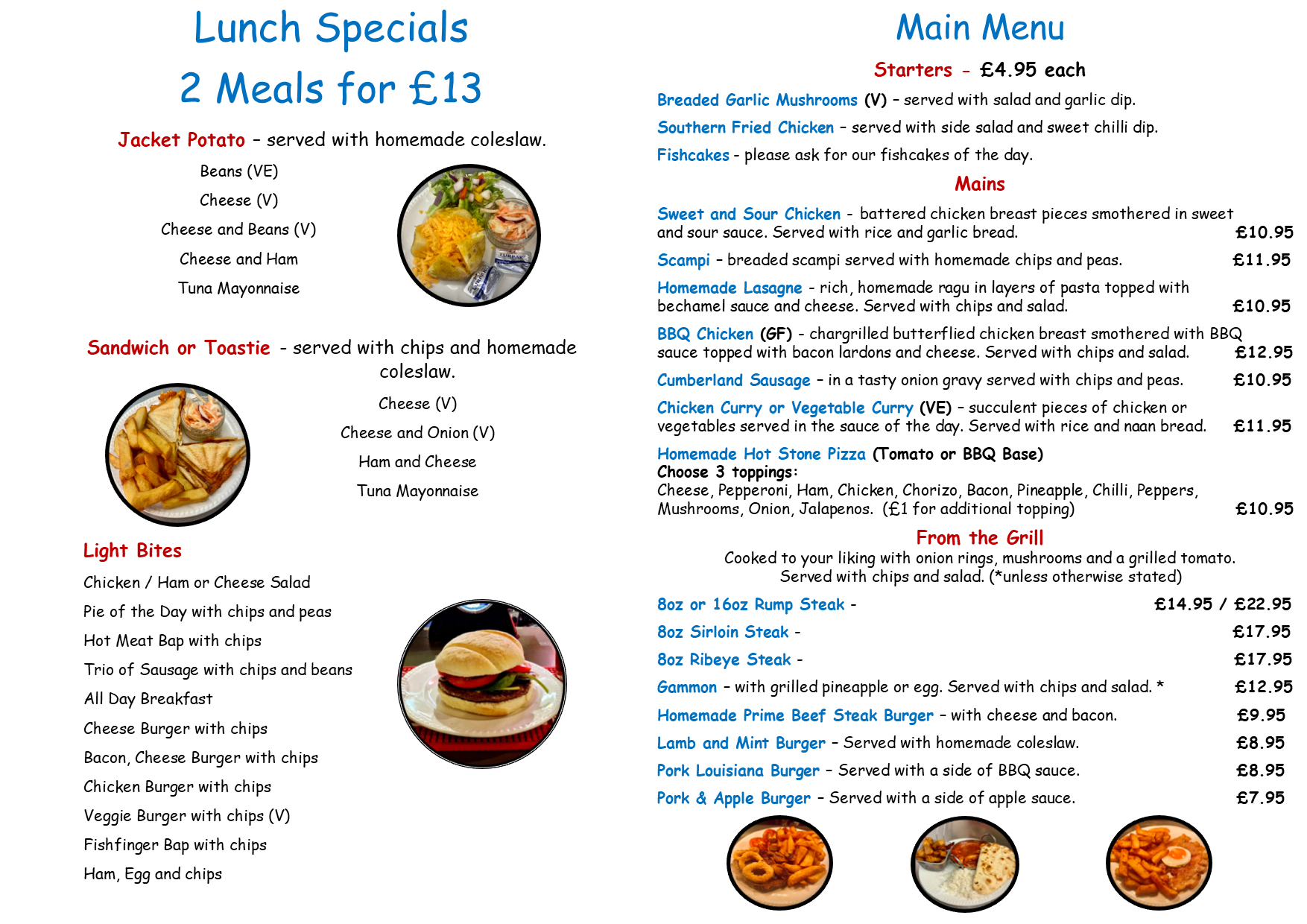 Menu's avalible to you when you visit - The Saxon Inn
