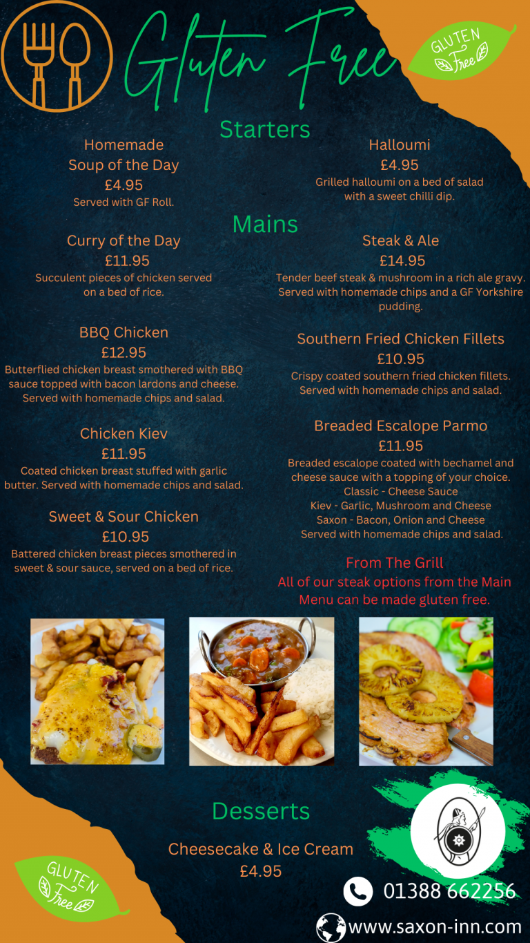 Menu's avalible to you when you visit - The Saxon Inn
